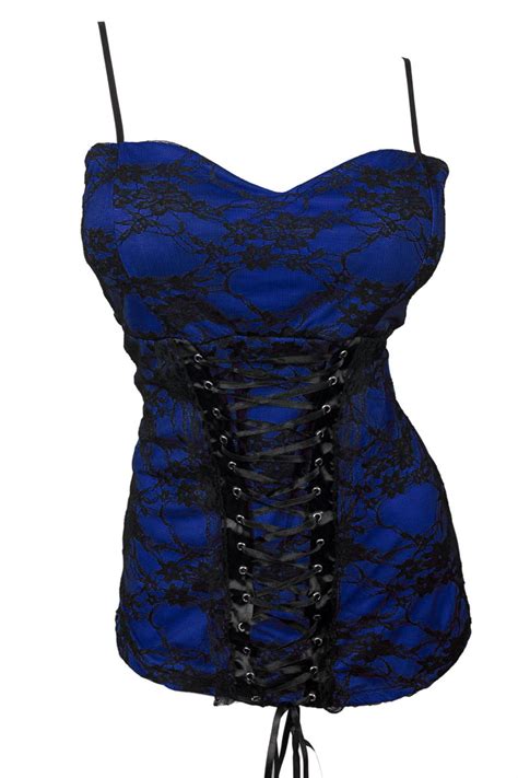 Sexy Plus Size Floral Lace Corset Top Royal Blue Evogues Apparel