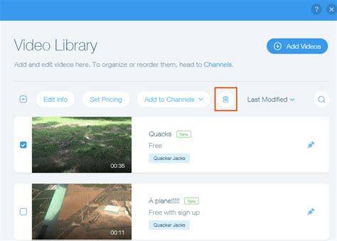 wix video deleting a video from your video library help center
