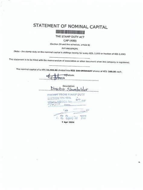 Statement Of Nominal Capital Pdf