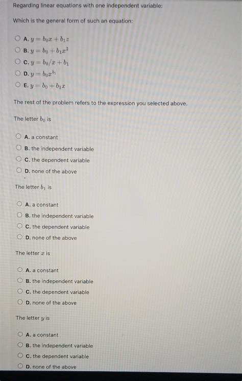 Solved Consider The Linear Equation Y B B X A In The Chegg Com