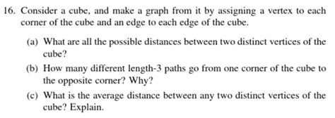 Solved Consider A Cube And Make A Graph From It By Chegg