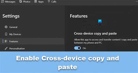 clipboard copy not working in phone link
