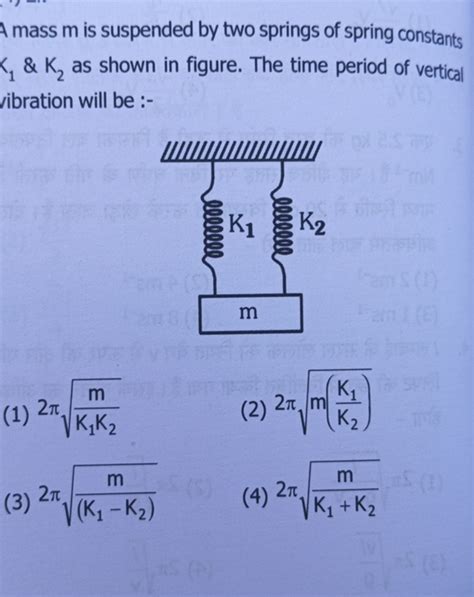 Mass M Is Suspended By Two Springs Of Spring Constants K1 Andk2 As Shown I