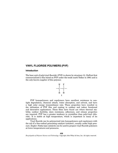 Vinyl Fluoride Polymers Pvf Vinyl Fluoride Polymers Pvf Introduction The Base Unit Of