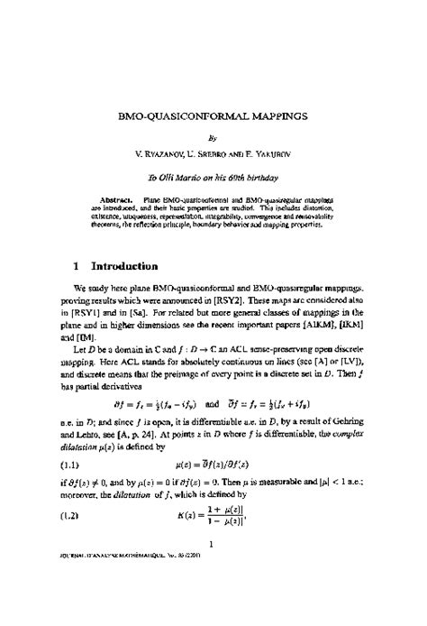 Pdf Bmo Quasiconformal Mappings