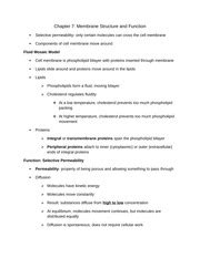 Chapter Membrane Structure And Function Chapter Membrane Structure And Function Selective
