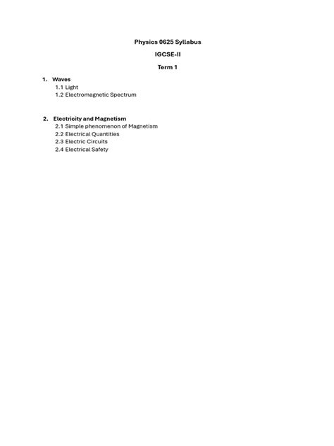 syllabus physics 0625 ig 2 term 1 pdf