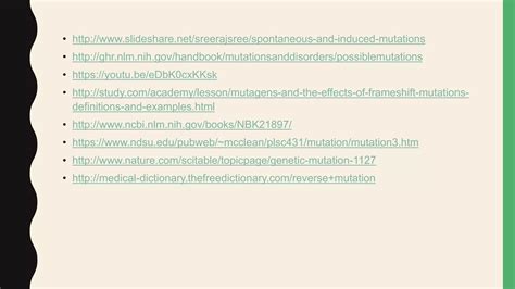 Types Of Mutation Frameshift Reversion And Spontaneous Pptx