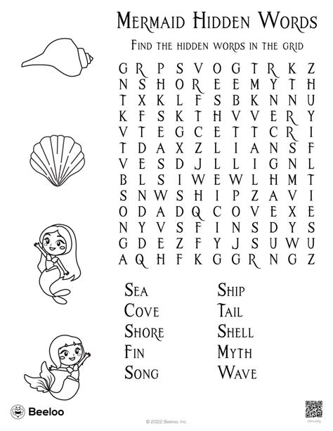 Mermaid Themed Word Searches • Beeloo Printable Crafts And Activities