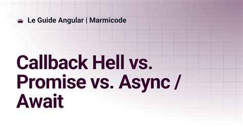 Callback Hell Vs Promise Vs Async Await Le Guide Angular Marmicode