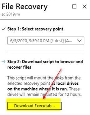 Azure VM Backup File Restore