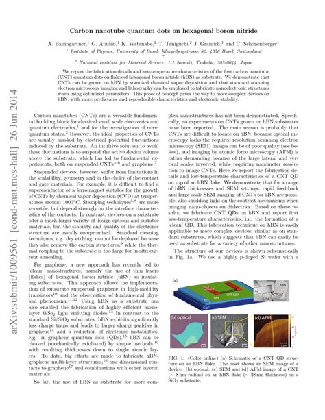 Pdf Carbon Nanotube Quantum Dots On Hexagonal Boron Nitride