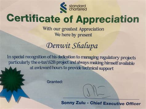 Denwit Shalupa On Linkedin Certificateofappreciation Projets Projectmanagement Banking