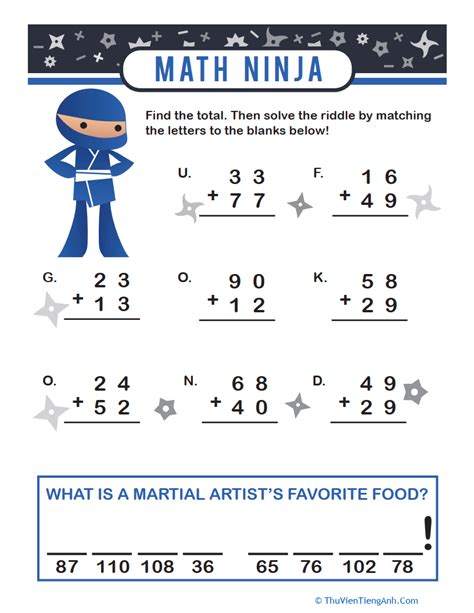 Riddle Me Ninja Addition Thư Viện Tiếng Anh