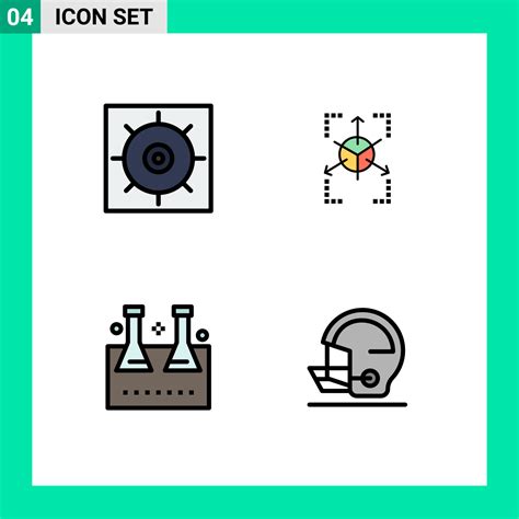 Set Of 4 Modern Ui Icons Symbols Signs For Control Lab Flask Prototype