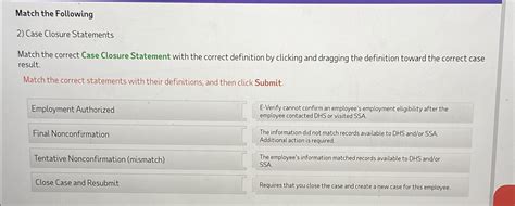 solved match the followingcase closure statementsmatch the