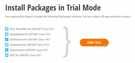 trial core controls via nuget general information devexpress