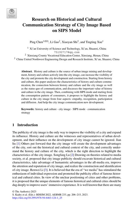 Pdf Research On Historical And Cultural Communication Strategy Of City Image Based On Sips Model