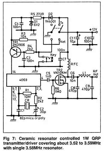 80 Meter 1w Qrp Transmitter With Ceramic Resonator Control
