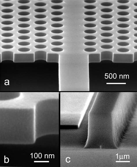 Sem Micrographs Of A Phc Membrane Waveguide With Strip Access