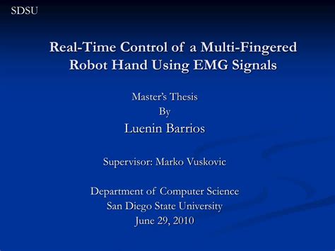 Ppt Real Time Control Of A Multi Fingered Robot Hand Using Emg Signals Powerpoint Presentation