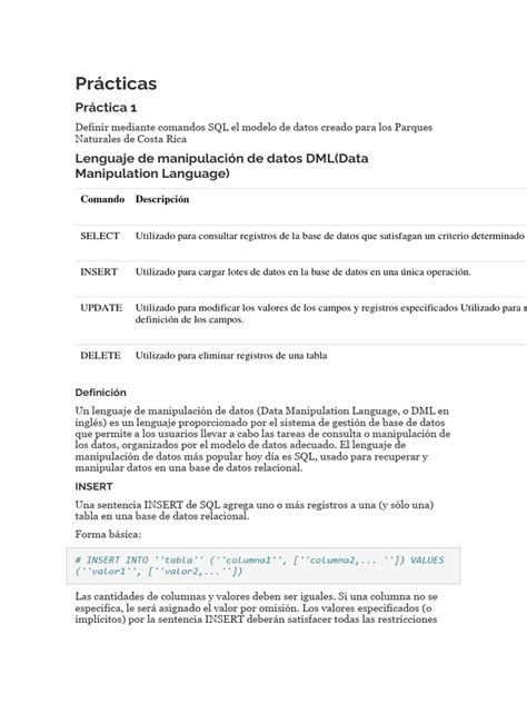 practica sql pdf sql modelo de datos