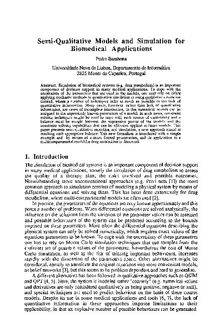 Pdf Semi Qualitative Models And Simulation For Biomedical Applications