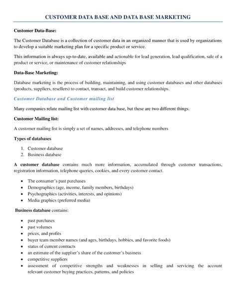 Data Base Marketing Customer Data Base And Data Base Marketing Customer Data Base The
