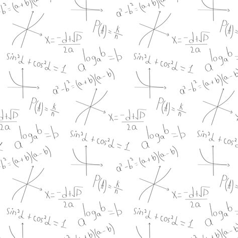 Seamless Background With Mathematical Formulas On A White Background Vector Illustration