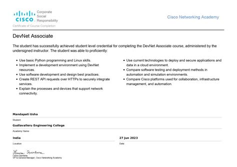 Mandapati Usha On Linkedin Programming Devnet Cisco Cisconetworkingacademy
