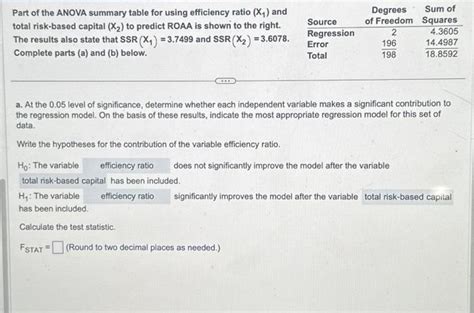 [solved] calculate the test statistic fstat identify the