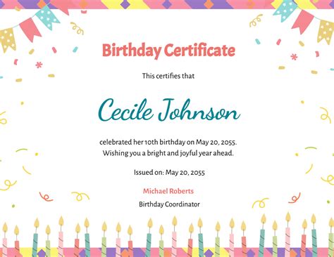 Birthday Certificate Templates Pl