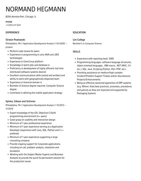 Application Development Analyst Resume Samples Velvet Jobs Application Development Analyst Resume Samples Velvet Jobs