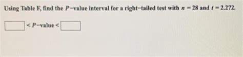 Solved Using Table Ffind The P Value Interval For A