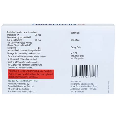 Buy Maxdulin 7520 Mg Capsule 10 Cap In Wholesale Price Online B2b Retailershakti