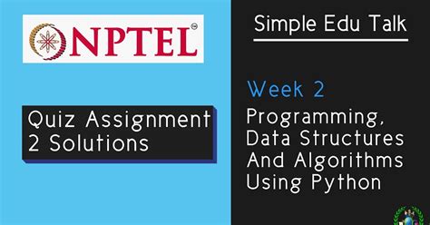 Nptel Programming Data Structures And Algorithms Using Python Nptel