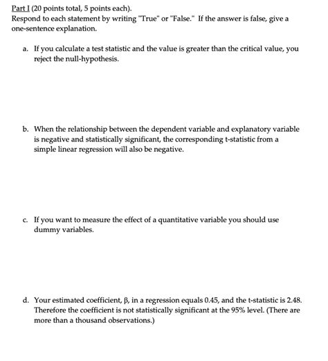 solved part i 20 points total 5 points each respond to