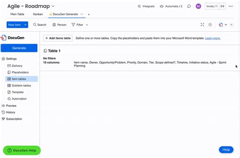 Insert Tables DocuGen Help Center