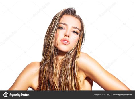 Sexy Sensual Young Woman Beauty Girl Seductive Lady Isolated On White