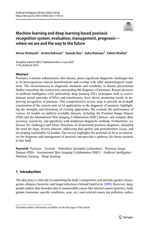 Pdf Machine Learning And Deep Learning Based Psoriasis Recognition System Evaluation