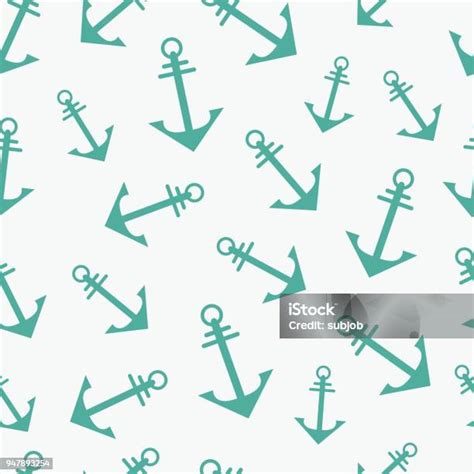 해양 테마의 간단한 그래픽 완벽 한 패턴입니다 배 포장 디자인에 대 한 종이 질감의 앵커입니다 해양 벡터 배경 벽지를 반복 골동품에 대한 스톡 벡터 아트 및 기타 이미지
