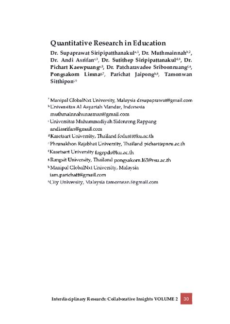 Pdf Quantitative Research In Education
