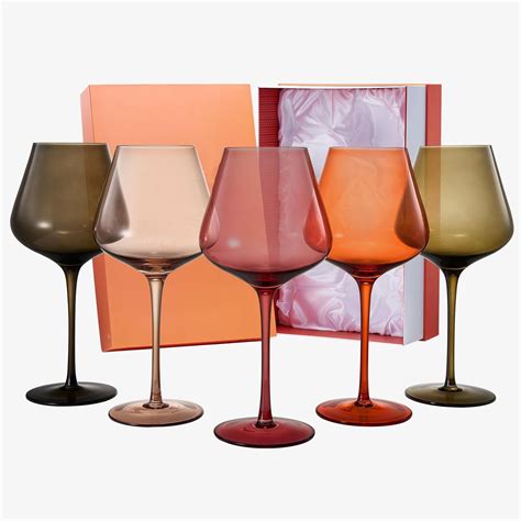 Colored Crystal Wine Glasses Set Of 5 Large 20 Ounce Glass Tumblers Tumblers Colored Glassware
