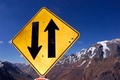 Premium Photo Contraflow Lane Traffic Sign Or Road Sign On The Street