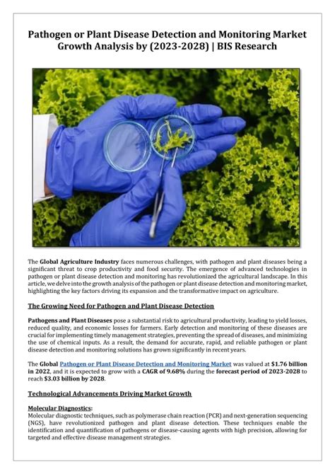 PPT Pathogen Or Plant Disease Detection And Monitoring Market Growth Analysis PowerPoint