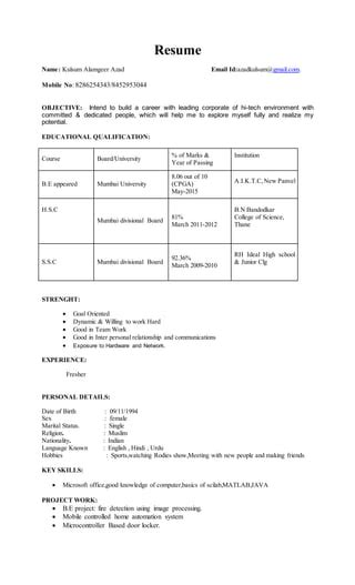 Kulsum Cv Docx Technology And Computing