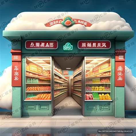 ai创作图西藏超市门头设计门头 云川优品生鲜百货超市 昵图网