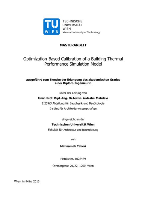 pdf optimization based calibration of a building thermal performance
