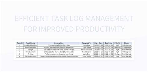 efficient task log management for improved productivity excel