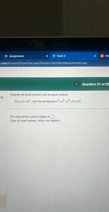 Solved Integrate The Given Function Over The Given Surface